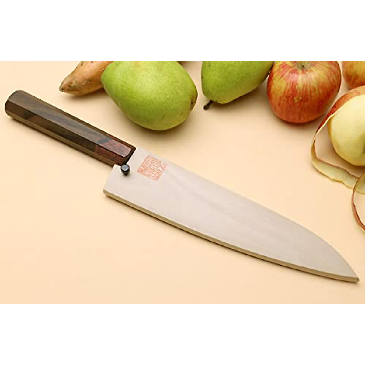 Yoshihiro VG-10 46 Layers Hammered Damascus Gyuto Japanese Chefs Knife (Octagonal Shitan Rosewood Handle) (8.25" (210mm))