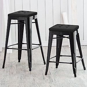 baibu 12 Inches Square Stool Cushions with Ties for Bar Stool, Breathable Square Chair Pads Seat Cushions with Non-Slip Bottom - One Pad Only (12", Black)