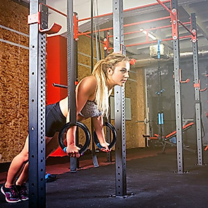 PACEARTH Gymnastic Rings 1100lbs Capacity with 14.76ft Adjustable Buckle Straps Pull Up Exercise Rings Non-Slip Rings for Home Gym Full Body Workout (Black)