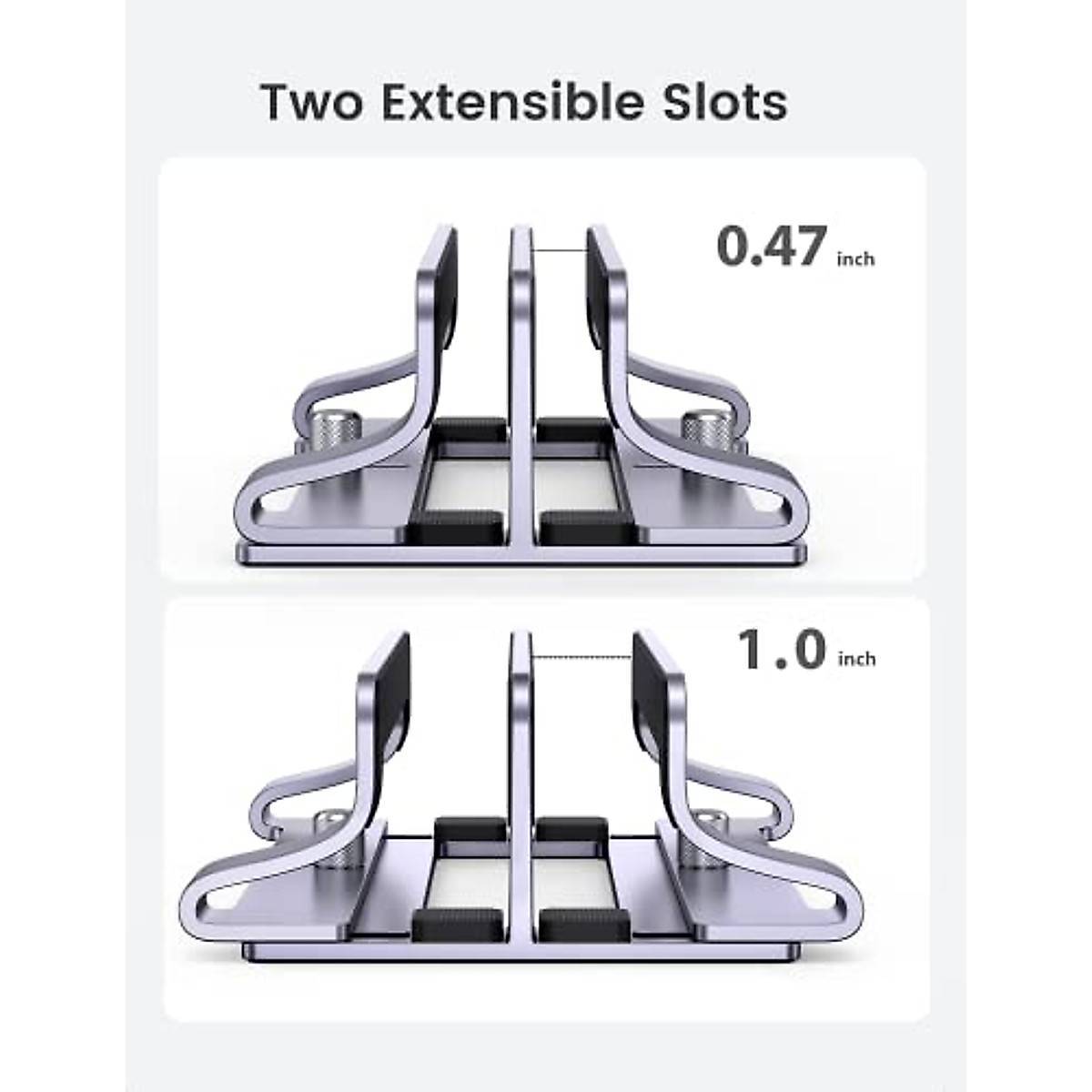 UGREEN Vertical Laptop Stand Holder Desk Dual Aluminum Dock Compatible with MacBook Pro Air Laptop Stand Desktop Adjustable, Lenovo Ideapad, Surface Book, HP Notebook, Dell Chromebook Up to 17.3 Inch