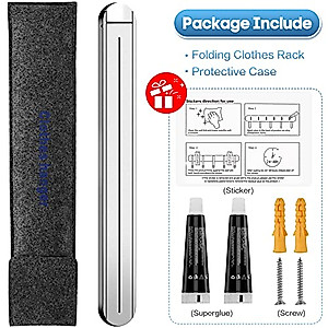 ENKUY Clothes Drying Rack Folding Clothes Rack Wall Mounted Retractable Clothing Dryer Hanger for Laundry Room Organization, Bathroom, Garage, Indoor and Outdoor Universal (Silver)