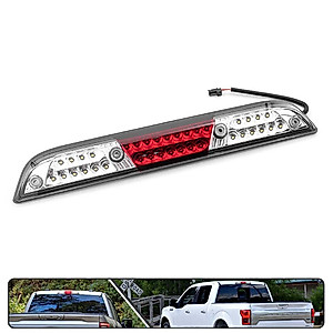 Clear Lens Red/white LED 3rd Third Brake Light for 2017-2021 Ford F-250 F-350 F-450 Super Duty with Strobe Feature Cargo/reverse lamp OEM High Mount Brake Lamp