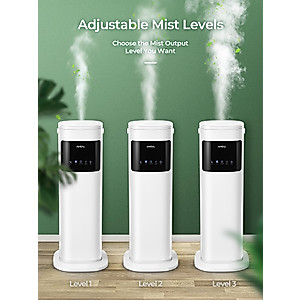 Aiheal Humidifier for Large Room Home, 10.5L Top Fill Cool and Warm Mist Ultrasonic Floor Humidifiers for Baby and Plants with Customized Humidity, Timer, Sleep Mode, Auto Shut Off, Ultra Quiet