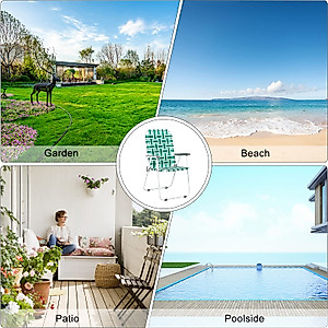 Noyy Webbed Folding Beach Chairs, Set of 2 Portable Lightweight IndoorOutdoor Dining Chairs wStable Steel Frame for Patio, Garden, Bay, Yard, Lawn - Light Green Strip, 55.88 x 55.88 x 95 cm