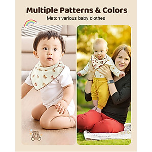 Lictin Muslin Baby Bandana Bibs - 8 Pack Baby Bandana Drool Bibs Cotton Unisex, Snap Muslin Bibs for Boys Girls, Absorbent & Soft for Teething and Drooling, Adjustable Snaps