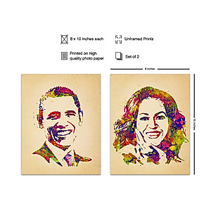 Barack and Michelle Obama Poster Picture Set - Gift for Black African Americans, Democrats, Liberals - Wall Art, Room Decor, Home Decoration for Office, Living Room, Bedroom - 8x10 Unframed