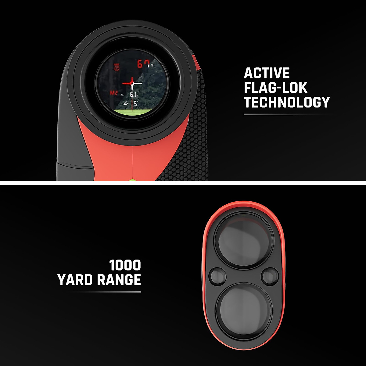 Harry Taylor Black Edition Laser Rangefinder - 1000 Yard Range, 7X Auto-Ambient Display, Vibration Flag-Lok, Slope ON/Off, Mag-Lok Magnetic Mount, Rechargeable