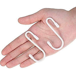 36 Pieces S Shaped Hooks Hanging Small S Hooks Hanger Vinyl Coated Closet S Hooks for Hanging Jeans Coat Towels Plants Jewelry Pot Pan Cups (White,2.4 Inch)