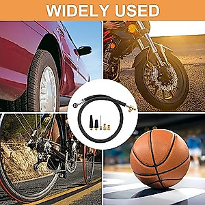 1 Pc Tire Inflator Hose-60cm, Fine Thread Air Pump Hose Lengthened with Valve Adaptors Flexible for Car Bicycle Tire Pump's Hose(Main Black)