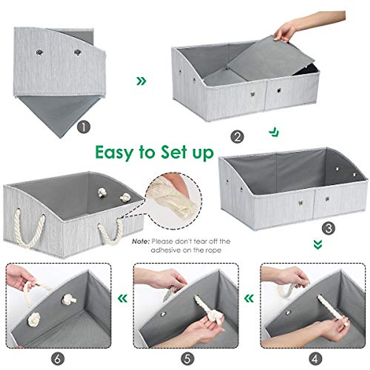 TomCare 4-Pack Storage Baskets Foldable Trapezoid Storage Box Fabric Cube Storage Box Storage Cubes with Durable Rope Handles Cube Organizer Storage Containers for Living Room Bedroom Office (Grey)