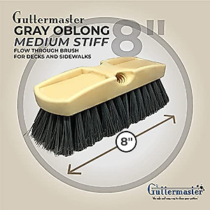 GUTTER MASTER GutterMaster GM-214P-8 Grey 8 Inch Oblong Medium Stiff Flow Through Floor and Deck Scrub Brush Head