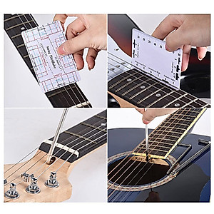 TIMESETL Guitar Repairing Tool Kit with Wire Plier, String Organizer, Fingerboard Protector, Hex Wrenches, Files, String Action Ruler, Spanner Wrench, Bridge Pins for Guitar Ukulele Bass Mandol