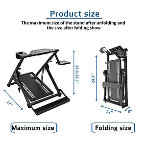 Anman Foldable Sim Racing Wheel Stand with Fixed Slot Fit for Logitech G25 G27 G29 G920 G923 Fanatec Thrustmaster Racing Simulator Tilt Adjustable Steering Wheel Stand,Wheel & Pedal Not Included