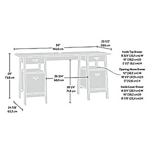 Sauder Trestle Executive Trestle Desk, Chalked Chestnut Finish & Select Collection 5-Shelf Bookcase, Chalked Chestnut Finish