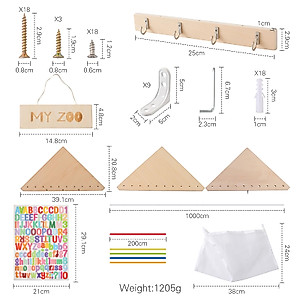 Stuffed Animal Storage Wood Soft Toy Shelf with Hooks and Mesh Organizer 3-in-1 Splice and Length Adjustable Hanging Stuffed Animal Zoo Toy Organizer Shelf for Nursery Play Room Bedroom Kid Room