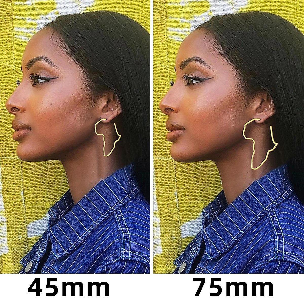 Large Exaggerate African Map Earrings for Women, Traditional Hyperbole Gold African Map Hollow Out Hoop Earrings Africa Jewelry Statement Earrings…