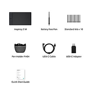 2023 HUION Inspiroy 2 Medium Drawing Tablet with Scroll Wheel 8 Customized Keys Battery-Free Stylus for Digital Art, Design, Sketch, 9x5inch Graphics Tablet Works with Mac, PC & Mobile, Black