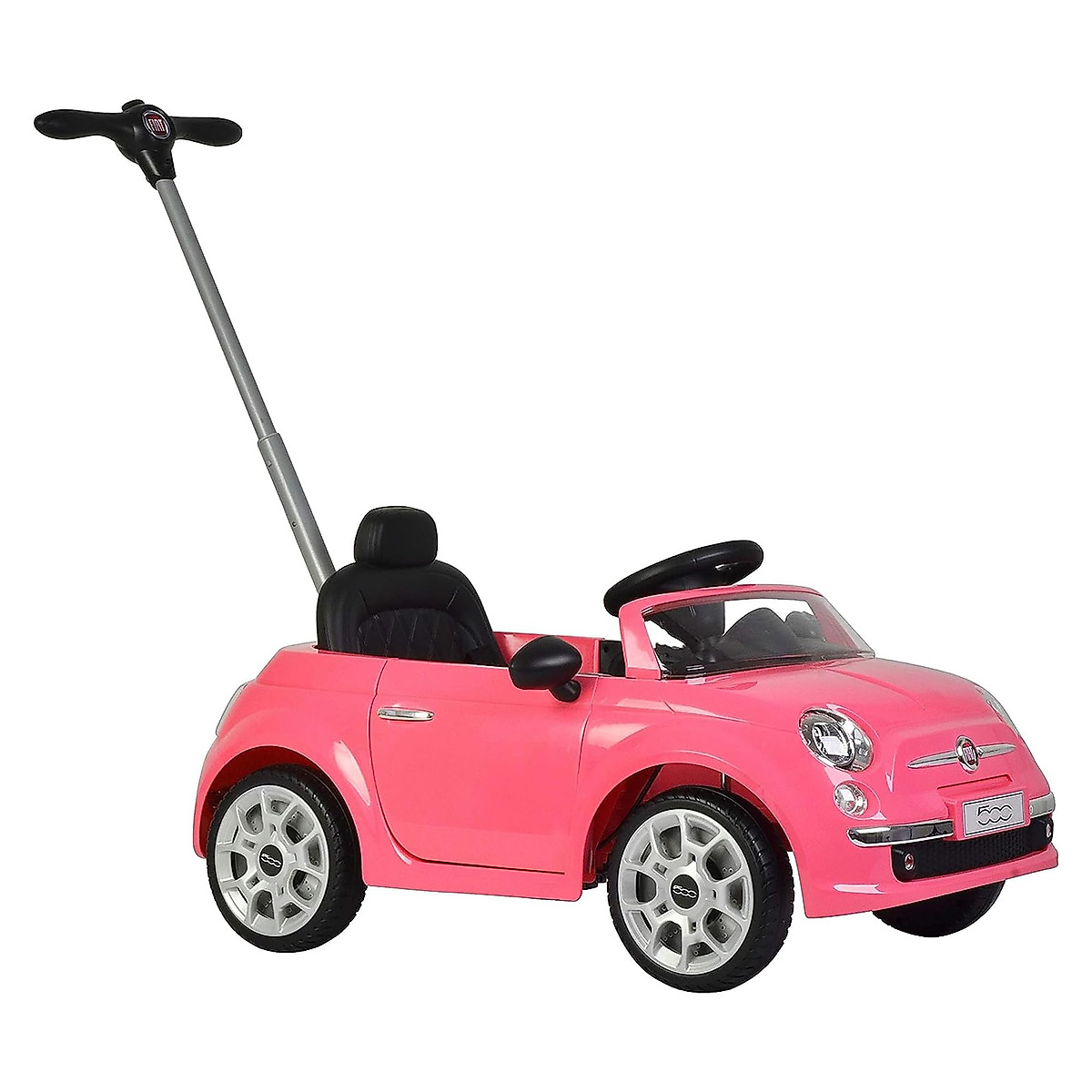 Best Ride On Cars 2-in-1 Fiat 500 Baby Toddler Toy Push Vehicle Car Stroller with 40 Pound Capacity and Lights for Children Ages 1 to 3 Years, Pink