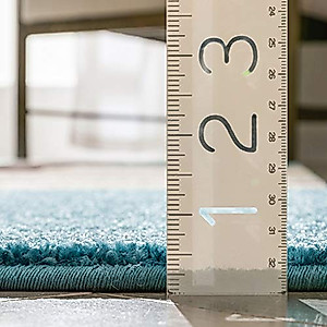 Echo Shapes & Circles Blue & Brown Modern Geometric Comfy Casual Hand Carved Area Rug 5'3" x 7'3" Abstract Contemporary Soft Living Room Rug