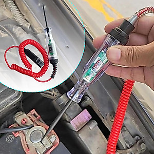 ZKFAR 1 PC Automotive Test Light Digital LED Circuit Tester, DC 3V-48V Inductive Test Pen, Auto Bidirectional Voltage Tester Electric Test Pen with Extended Spring Wire (Red)
