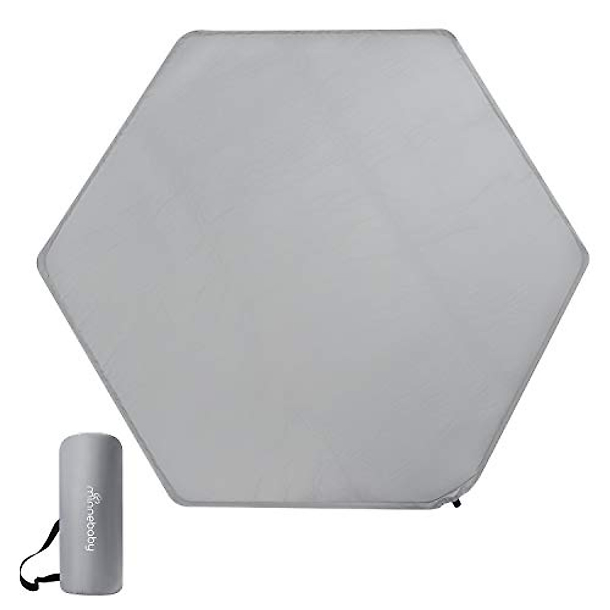 Minnebaby Hexagon Playpen Mat Compatible with hiccapop Portable Playpen & Regalo Play Yard, Self Inflating Playard Pad, Comfortable and Portable Playmat with Carrying Bag - Grey