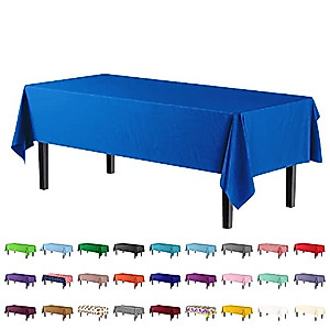 6-Pack Premium Plastic Tablecloth 54in. x 108in. Rectangle Plastic Table Cover - Blue