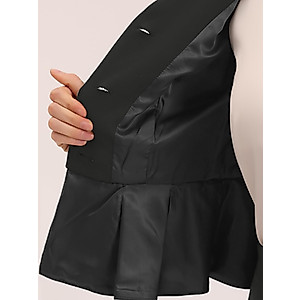 Allegra K Business Suit Sets for Women's 2 Piece Outfits Collarless Peplum Blazer Formal Pencil Skirt Suit Small Black