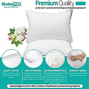 kinder Fluff Toddler Pillow (2X)-The Only Baby Pillow with 300T Cotton & Down Alternative Fill for Baby Crib & Toddler Bed- Neck Pillow for Kids as Nursery Floor Pillow- Toddler Pillows for Sleeping