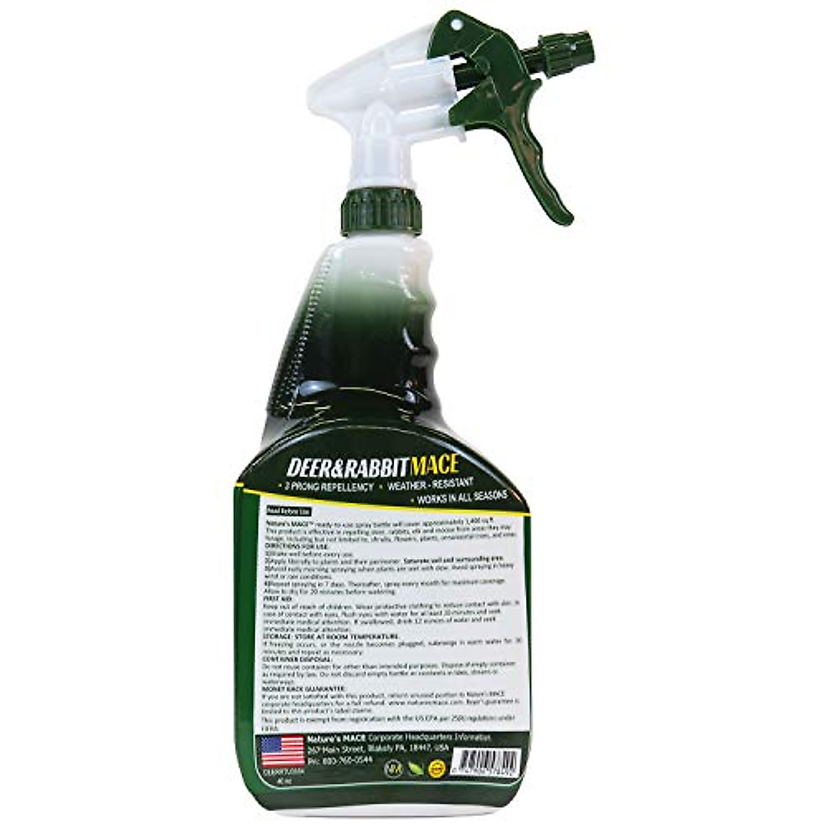 Nature's MACE Deer & Rabbit Repellent 40oz Spray/Covers 1,400 Sq. Ft. / Repel Deer from Your Home & Garden/Safe to use Around Children, Plants & Produce/Protect Your Garden Instantly
