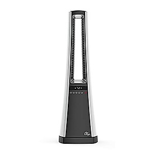 Lasko Oscillating Bladeless Ceramic Tower Space Heater for Home with Enhanced Safety, Adjustable Thermostat, Filter, Timer and Remote Control, 27 Inches, Silver, 1500W, AW300