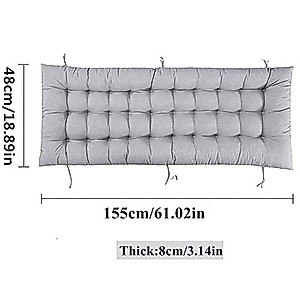 Sun Lounger Chair Cushions, Sundlight Patio Cushions Chaise Outdoor Mattress Garden Recliner Quilted Thick Padded Seat Cushion Reclining Chair Rocking with Ties (Grey, 155x48x8cm/61x18.89x3.14inch)