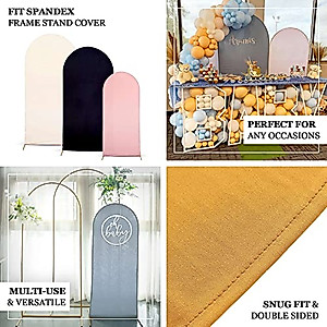 Efavormart Set of 3 | Matte Sage Green Spandex Fitted Wedding Arch Covers for Round Top Chiara Backdrop Stands - 5ft, 6ft, 7ft