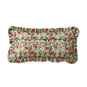 Creative Co-Op Cotton Printed Lumbar Pillow with Floral Pattern and Ruffle, Multicolor