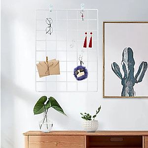 GBYAN Wall Grid 2 Pack Wire Photo Grid Panels Memo Board Wall Organizer (White)