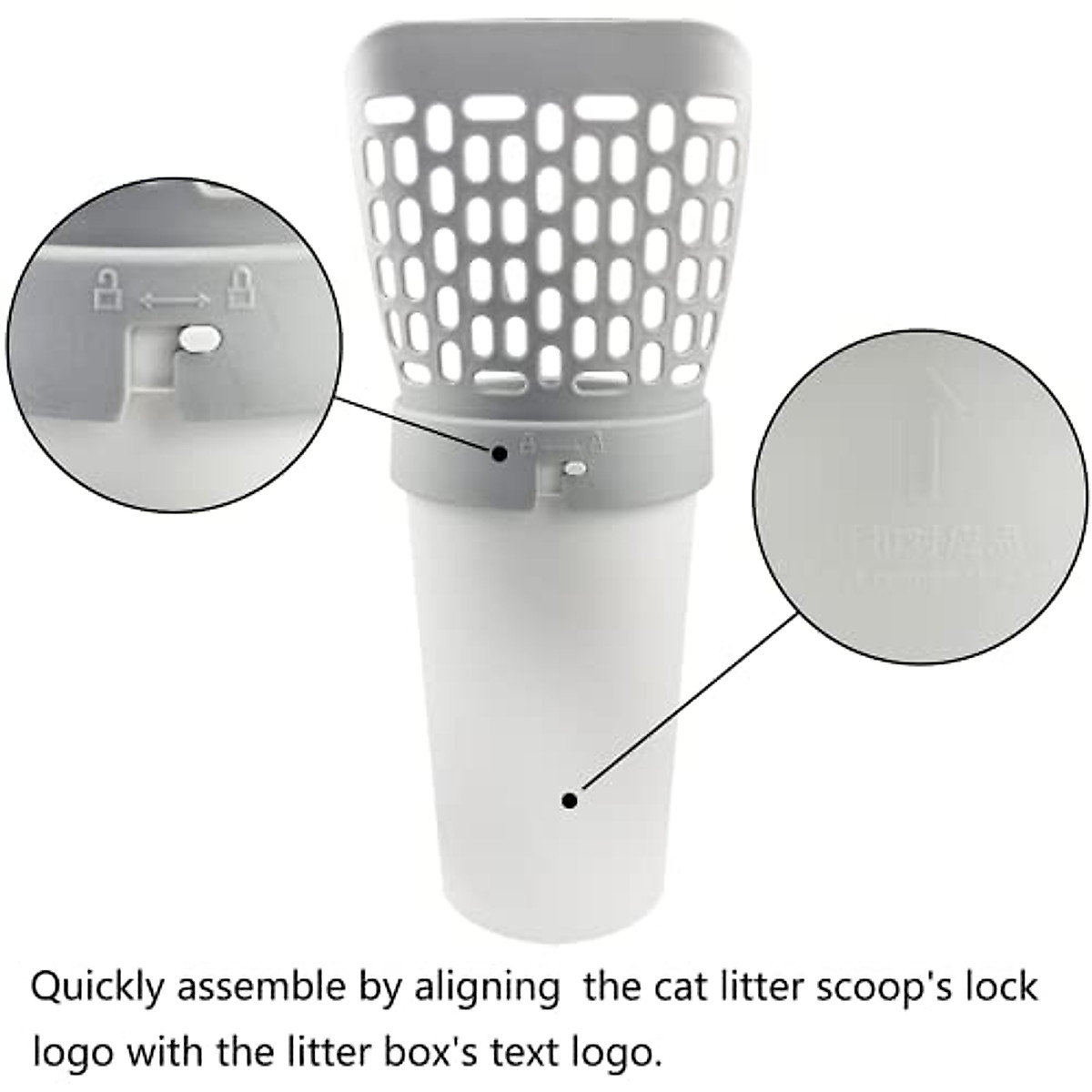 Quaocens Cat Litter Scoop, Litter Scooper with Holder Removable Manure Sieve Scoop, Large Capacity Cat Litter Scooper Comes with 215 Bags and A Pair of Cat Brush for Shedding Gloves.