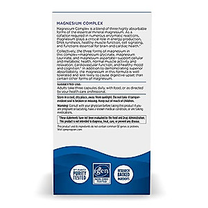 Nordic Naturals Magnesium Complex - 90 Capsules - 225 mg Magnesium - Brain & Heart Health, Mood, Energy, and Muscle Relaxation - Non-GMO, Vegan - 30 Servings