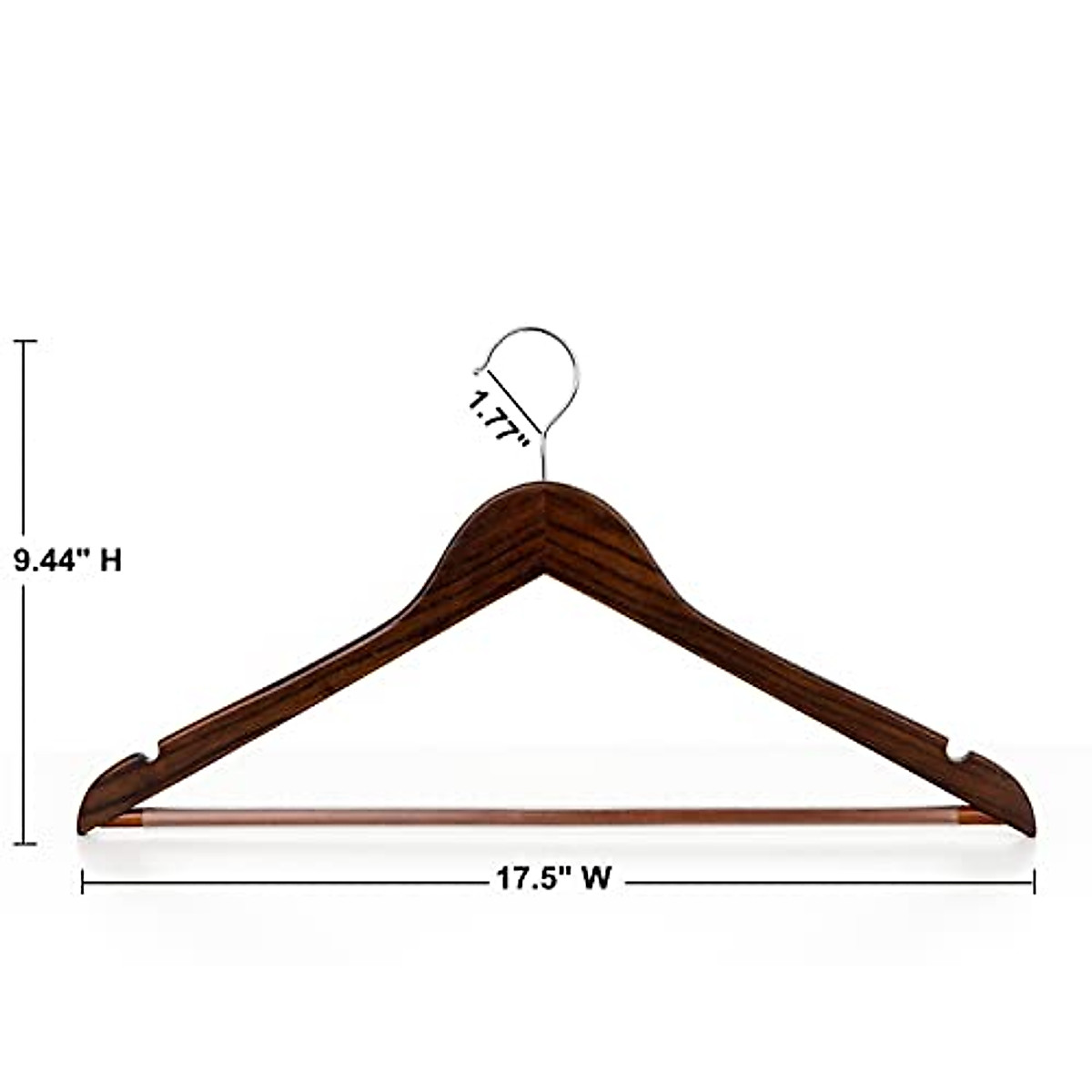 HUMIA Retro Wooden Suit Coat Hangers 30 Pack, Solid Wood Clothes Hangers with Non Slip Pants Bar, 360° Swivel Hook and Precisely Cut Notches for Jacket, Pant, Shirt, Dress (Retro,30)