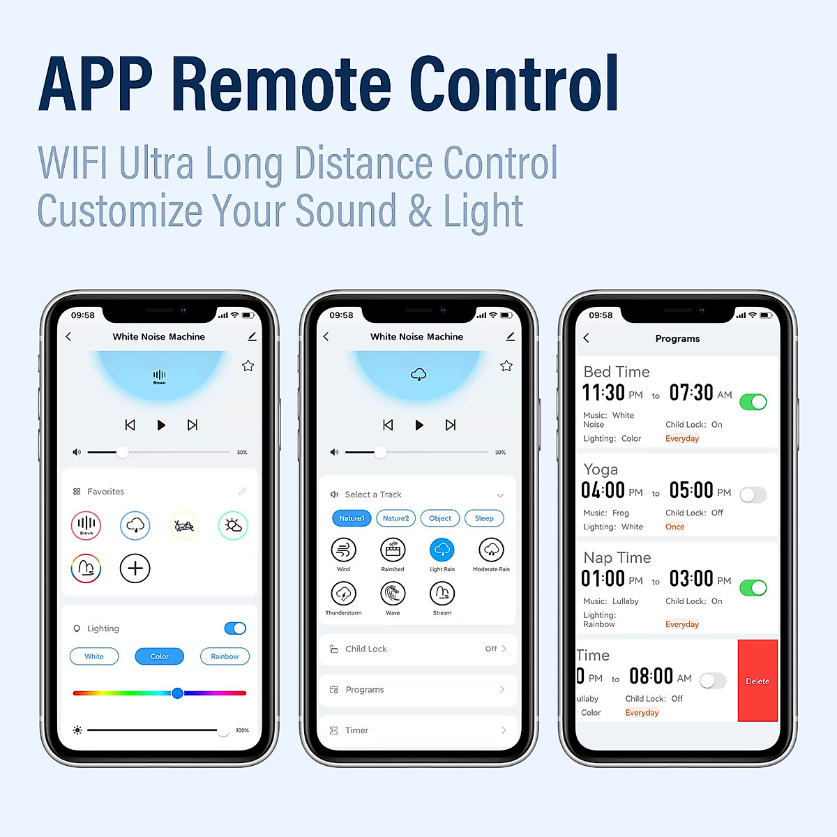 Baby Sound Machine, HEYVALUE White Noise Machine for Baby Sleeping, Night Light |Toddler Sleep Trainer | 34 Soothing Sound | App Remote Control, Personal Sleep Routine (Wi-Fi)