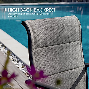 VICLLAX Stackable Patio Chairs Set of 2, All Weather Metal Outdoor Dining Chairs with Padded Foam for Lawn, Garden, Poolsides, Black Finish Frame