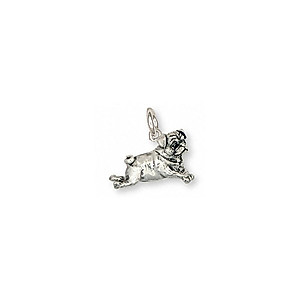 Esquivel and Fees Pug Jewelry Sterling Silver Pug Charm Handmade Dog Jewelry PG19-C