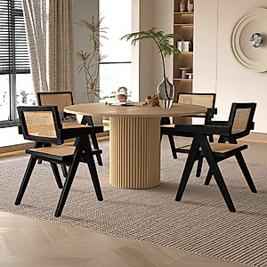 SIMTONAL Round Dining Table Wood Kitchen Table 40'' Circular Tabletop for Leisure Coffee Table, 40''L x 40''W x 29.9''H