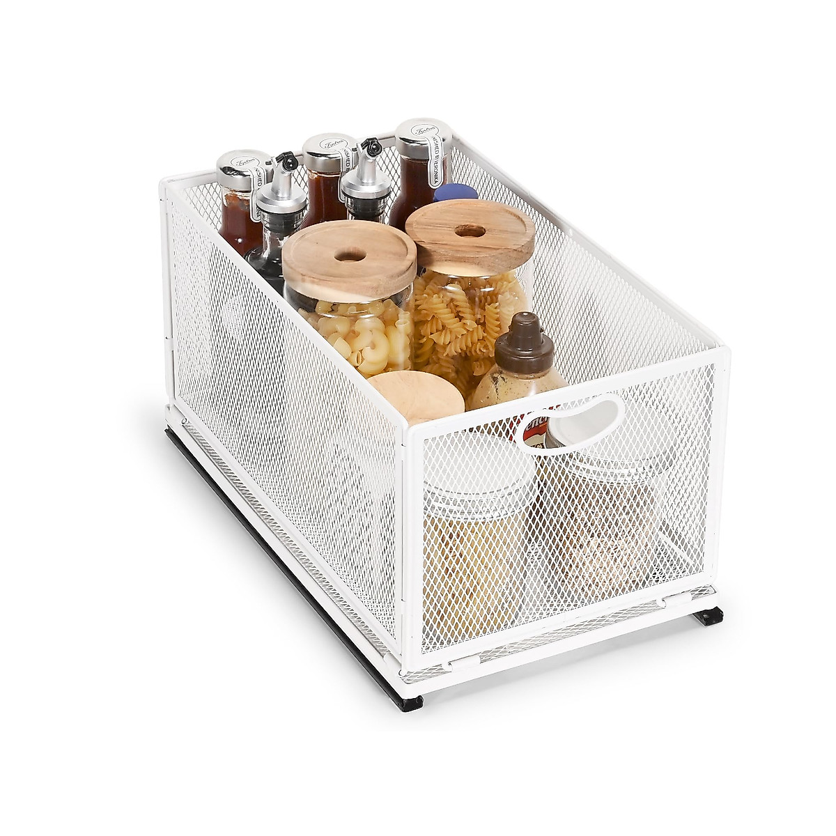 StorageWorks Pull Out Cabinet Organizer, Under Sink Organizers and Storage Rack, Slide Out Cabinet Drawers for Bathroom, Pantry, Kitchen, White