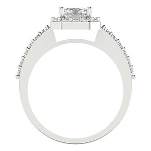 Clara Pucci 2.07 ct Emerald Cut Solitaire Halo Stunning Moissanite Designer Anniversary Bridal Engagement Ring 14k White Gold 5