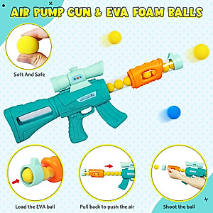 Movable Dinosaur Shooting Toy Guns for Kids with 2 Air Pump Guns Target Shooting Games and 46 Foam Balls,Party Toys with Score Record,Sound and LED,Gifts for Boys & Girls Toy Ages 4 5 6 7 8 Years Old