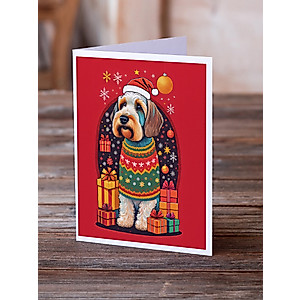 Caroline's Treasures DAC3158GCA7P Sealyham Terrier Holiday Christmas Greeting Cards Pack of 8 Blank Cards with Envelopes Whimsical A7 Size 5x7 Blank Note Cards