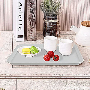 Ponpong White Large Plastic Fast Food Serving Tray, Rectangle, 6 Packs