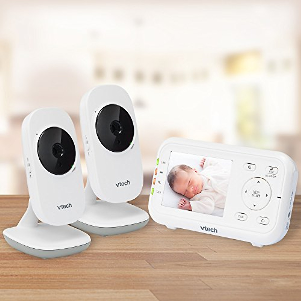 VTech VM3252-2 2.8” Digital Video Baby Monitor with 2 Cameras and Automatic Night Vision, White