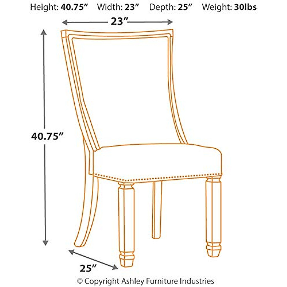 Signature Design by Ashley Bolanburg Modern Farmhouse Upholstered Dining Chair, 2 Count, Brown