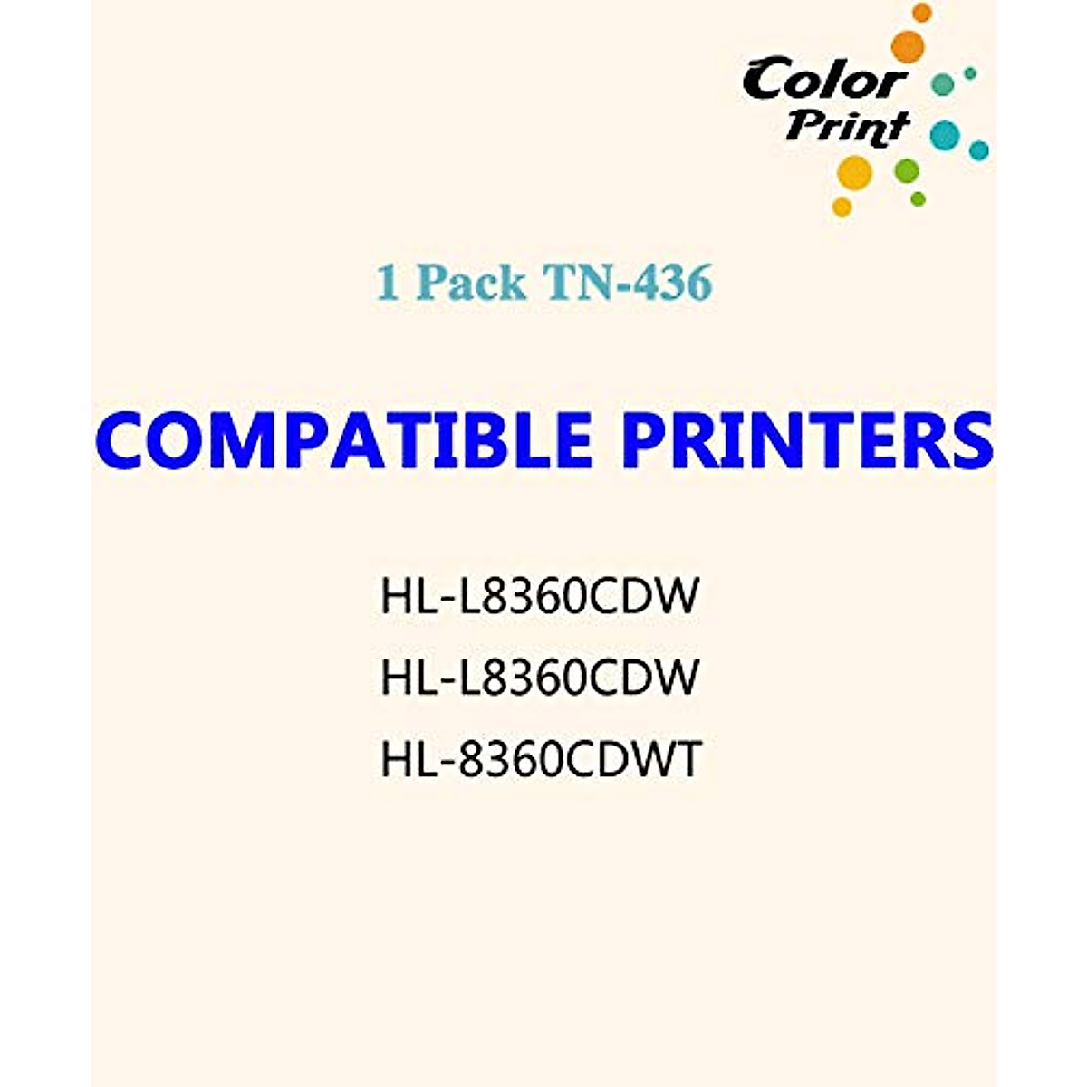 1-Pack ColorPrint Compatible Toner Cartridge Replacement for Brother TN436BK TN-436 TN436 TN433BK TN433 Used for HL-L8260CDW HL-L8360CDW MFC-L8690CDW MFC-L8900CDW MFC-L8610CDW Printer (Black)