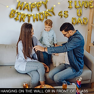 Personalized Name Happy Birthday Balloons Letters Kit, DIY Custom Name Birthday Banner, 2 Sets A- Z & 0-9 16'' Letters and Numbers with 2 LED Light for Birthday Party Decorations Gold